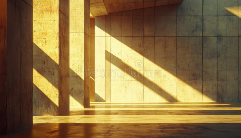 Geometric Structure and Shadows: Abstract Concrete Interior with ...