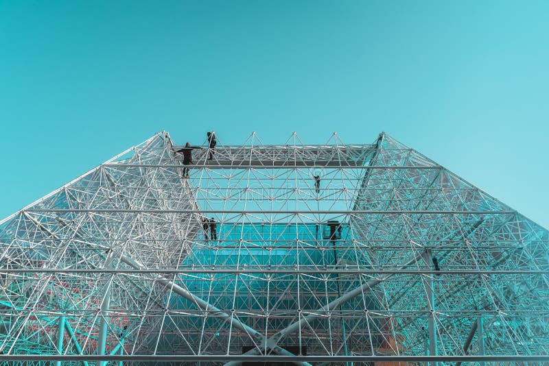 Geometric Structure, Steel Frame, Building Construction with ...