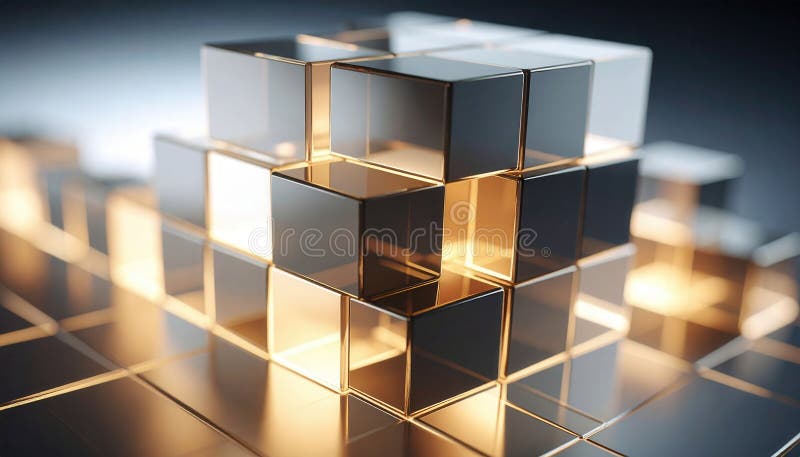 Geometric Structure of Transparent Cubes with Golden Edges Stock ...