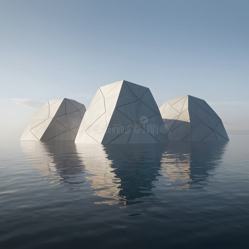 Geometric Structures Submerged in Water, Reflecting Tranquility and ...