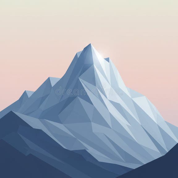 Geometric-style Illustration of a Mountain with Sharp, Angular Facets ...