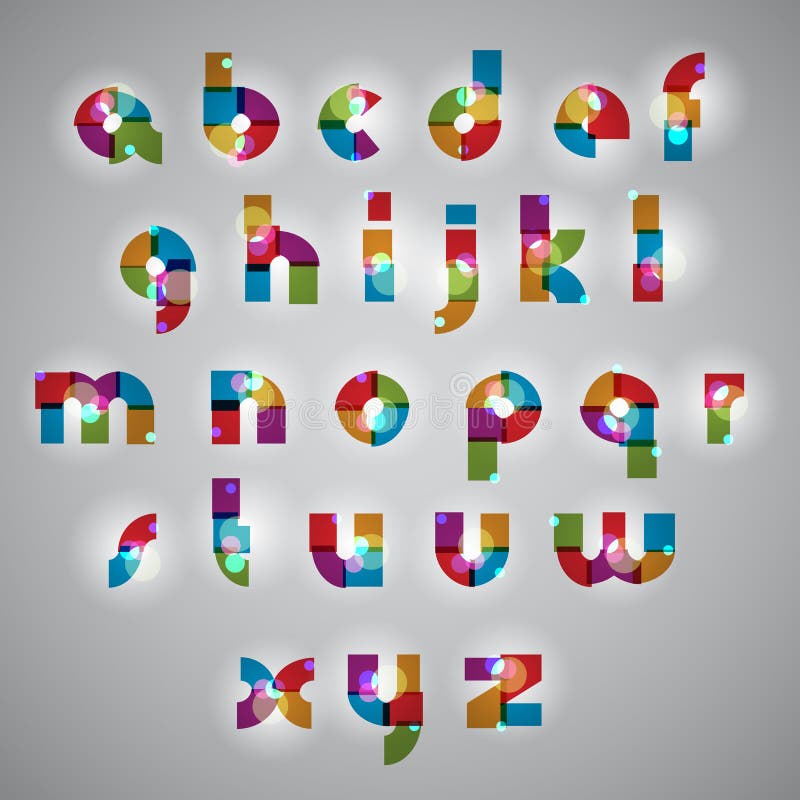 Geometric Style Letters Alphabet with Lights Effects. Stock Vector ...