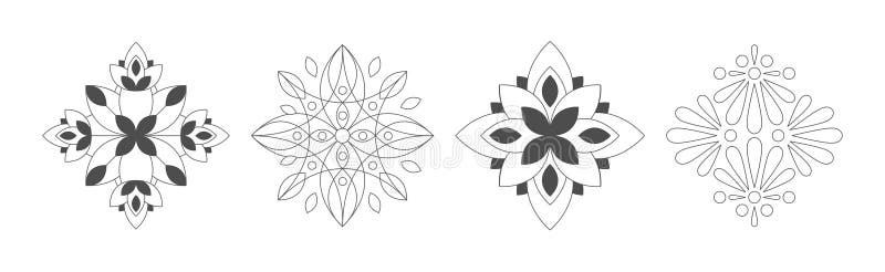 Geometric Style Ornamental Linear Shape and Form Vector Set Stock ...