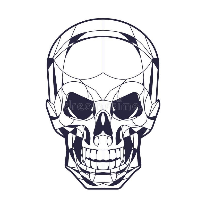 Geometric Style Skull Head Ilustration. Stock Vector - Illustration of ...