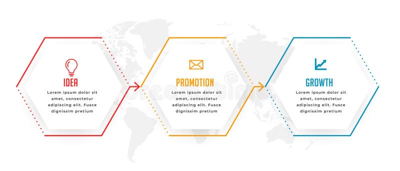Geometric Style Three Step Infographic Process Diagram Template Stock ...