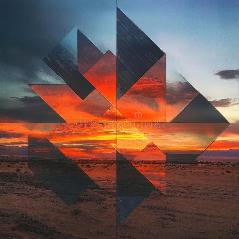 Geometric Sunset Abstract stock illustration. Illustration of ...