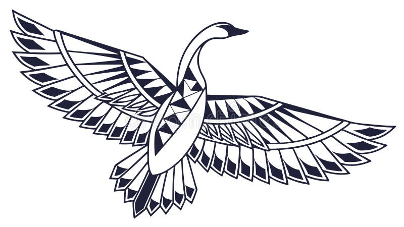 Geometric Swan Soaring with Outspread Wings, Vector Design Generative ...