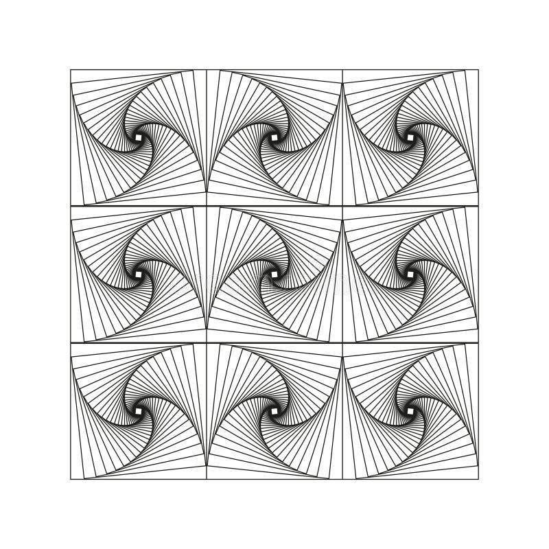 Geometric Swirl Pattern, Repeating Warped Grid, Black Curved Line Tiles ...