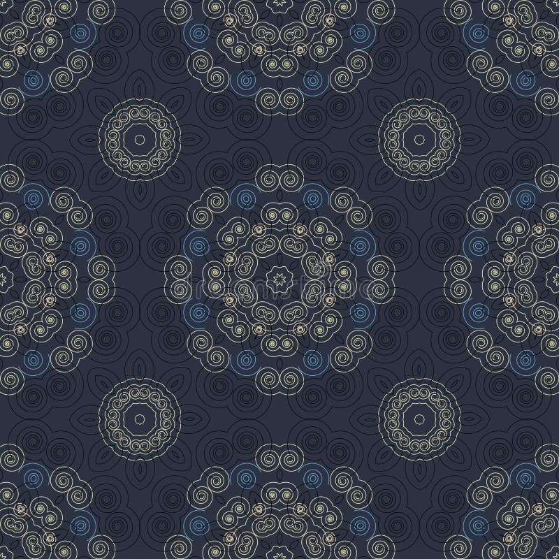 Geometric Swirls Intricate Seamless Pattern Stock Vector - Illustration ...