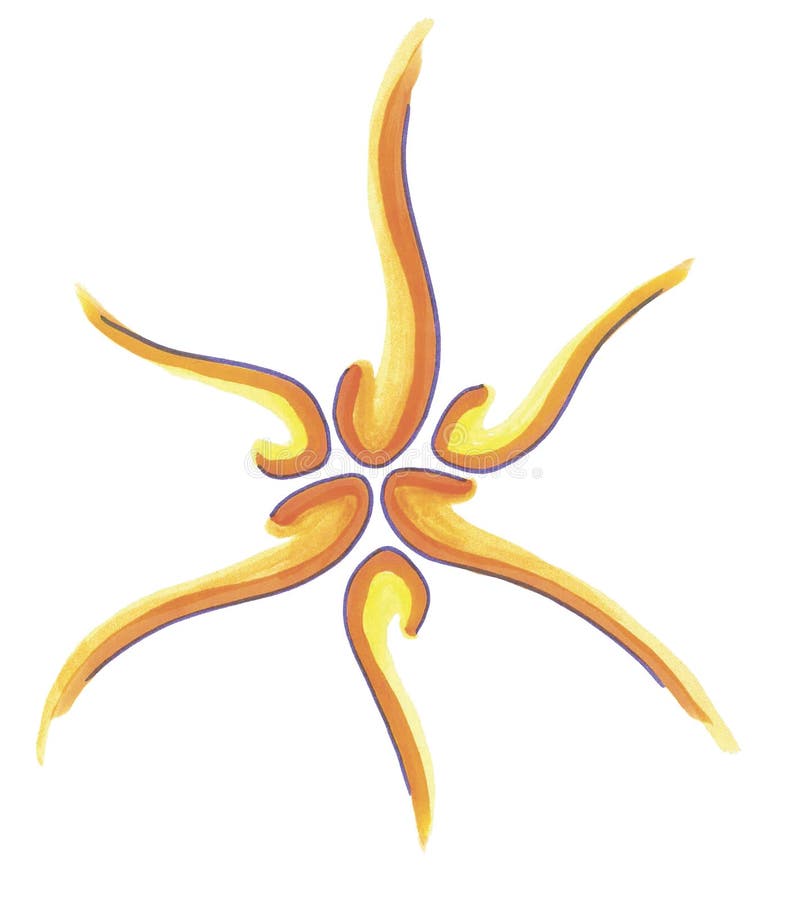 Geometric Symmetrical Floral Element of Oblong Orange Elements in ...