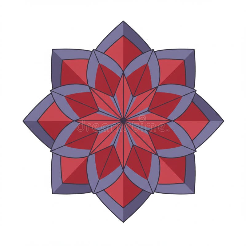 A Geometric, Symmetrical Pattern Featuring a Star-like Design with ...