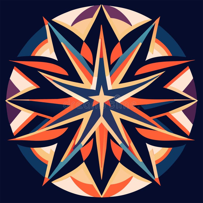 Geometric Symmetrical Pattern in the Shape of a Star. Vector ...