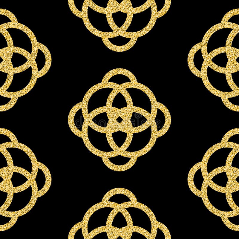 Geometric Symmetrical Seamless Pattern Gold Black Sparkling Arabic ...