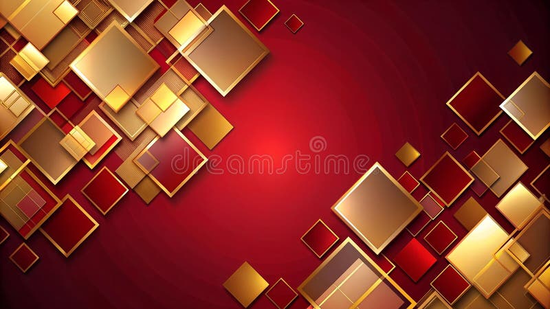Geometric Symphony in Crimson and Gold: a Study in Abstract Square ...