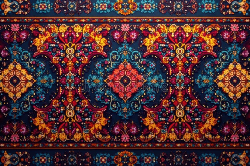 Geometric Tapestry Pattern, Bold Colors, Intricate Detail, Design ...