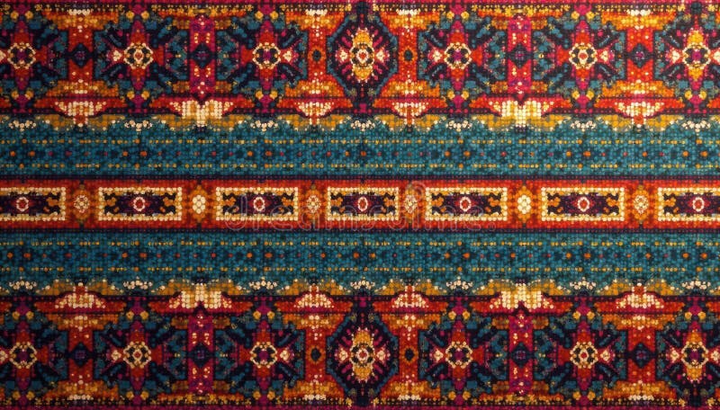 Geometric Tapestry Pattern, Bold Lines, Muted Tones , Textile, Wall ...