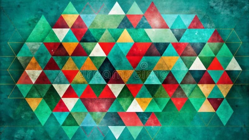 Geometric Teal Triangle Mosaic Abstract Art Stock Illustration ...