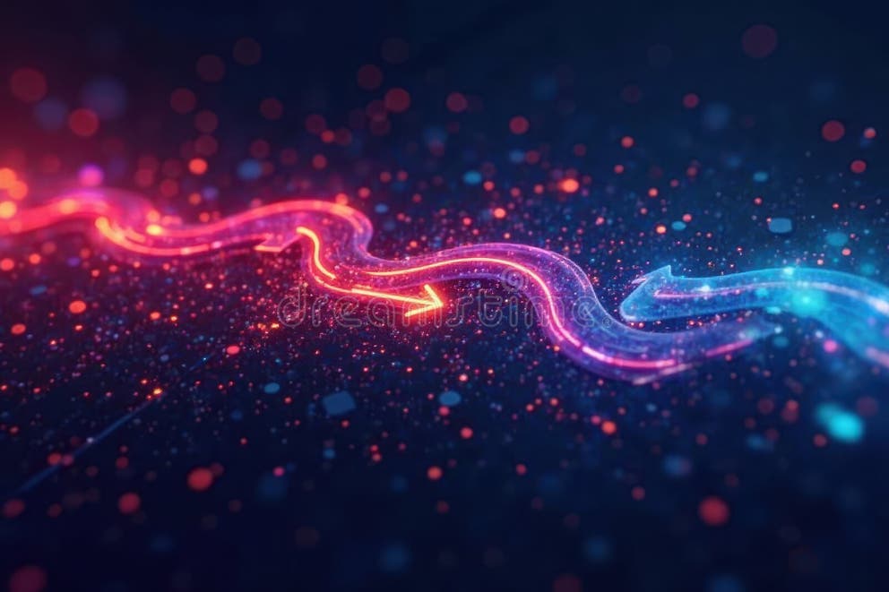 Geometric Tech Backdrop, Multicolored Arrows Indicating Flow , Digital ...