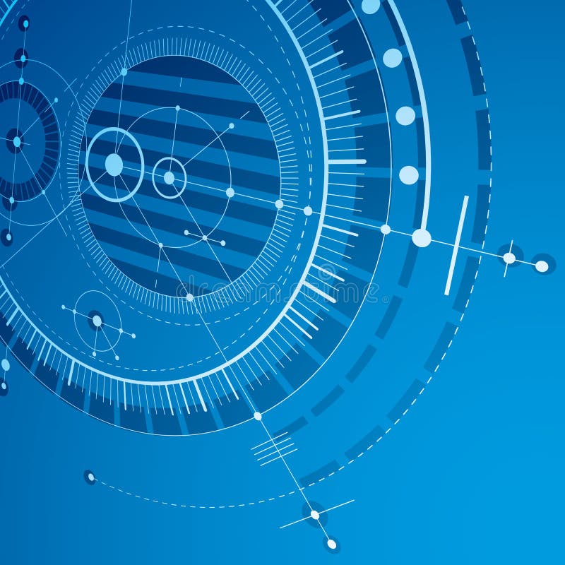 Geometric Technology 3d Vector Drawing, Blue Technical Wallpaper Stock ...
