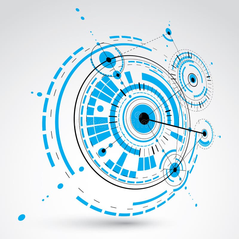 Geometric Technology 3d Vector Drawing, Blue Technical Wallpaper Stock ...