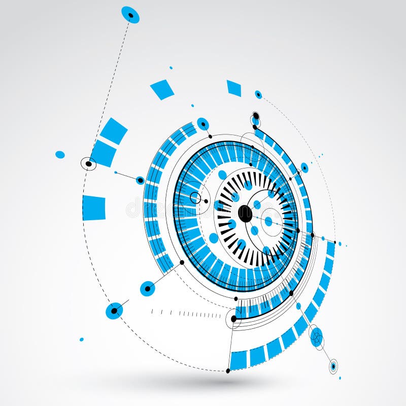 Geometric Technology 3d Vector Drawing, Blue Technical Wallpaper Stock ...