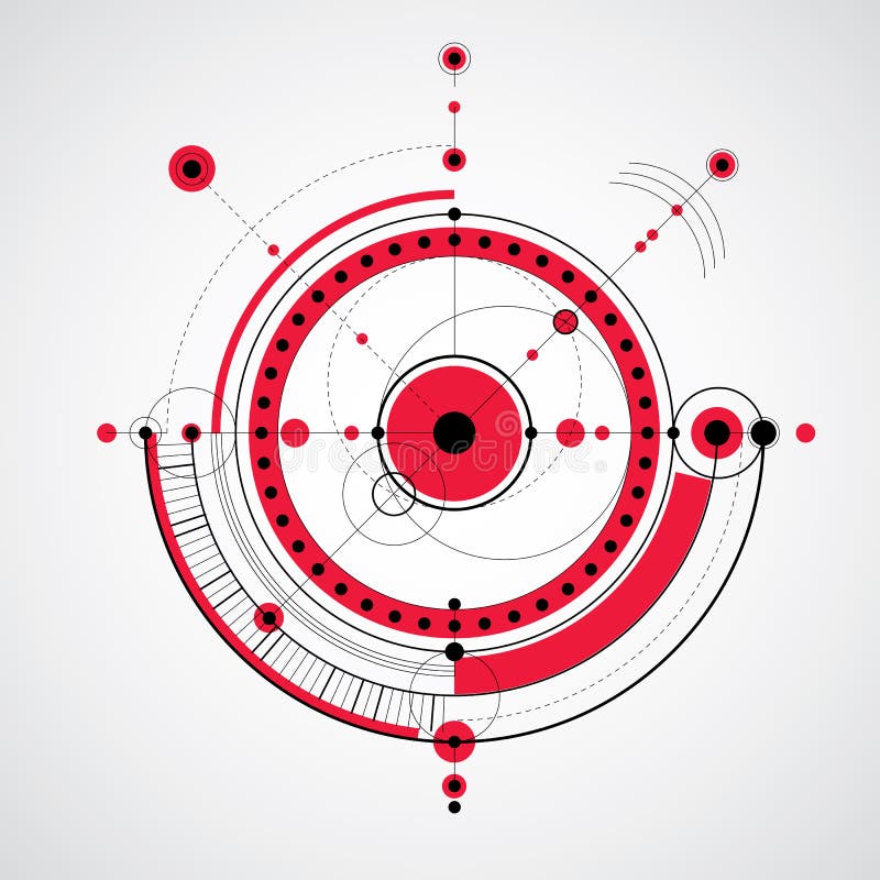 Geometric Technology Vector Drawing, Red Technical Wallpaper. Stock ...