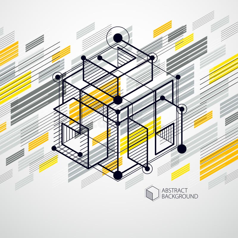 Geometric Technology Vector Yellow Drawing, 3D Technical Wallpaper ...