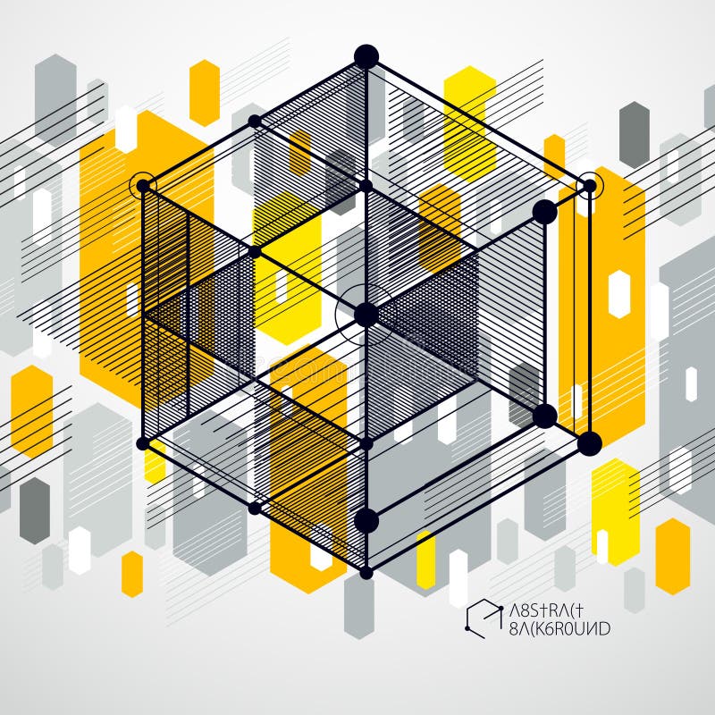 Geometric Technology Vector Yellow Drawing, 3D Technical Wallpaper ...