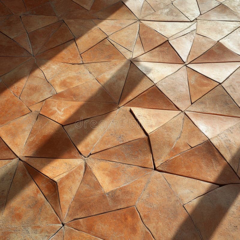 Geometric Terracotta Tile Pattern with Dynamic Diagonal Shadows Stock ...