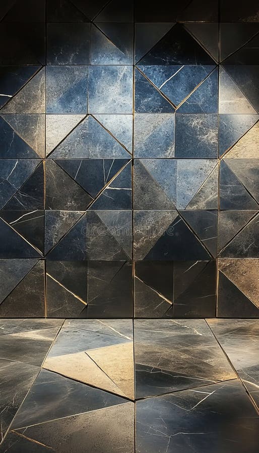Geometric Texture, Dark Blue and Beige Triangle Pattern, Modern ...