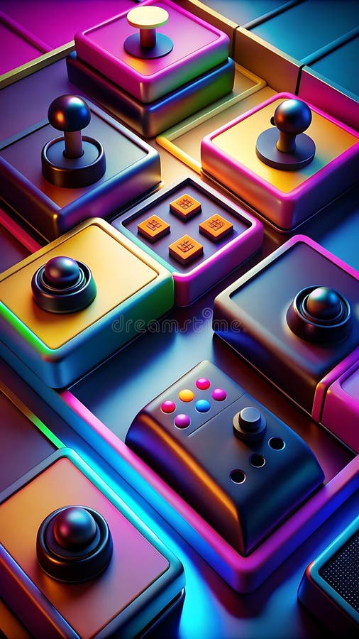 Geometric Textures on a Gradient of Arcade Nostalgia. Stock Image ...