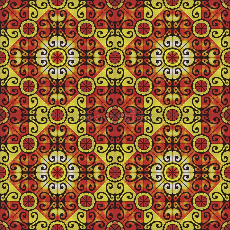 Geometric Tile Background, Circle and Square Mosaic Pattern, Tiled ...