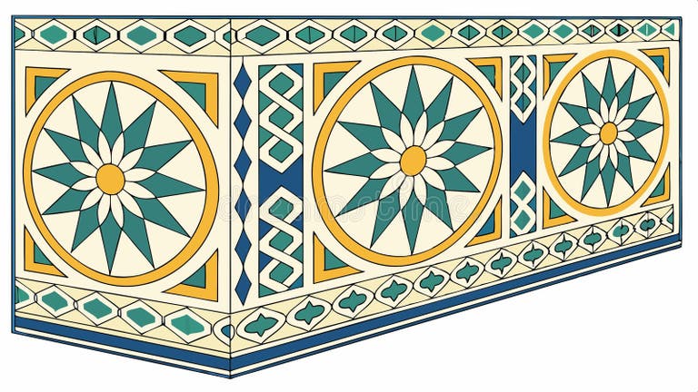 Geometric Tile Border, Decorative Pattern and Mosaic Design Vector ...