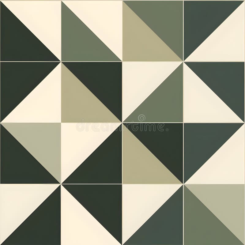 A Geometric Tile Pattern Featuring Various Shades of Green and Cream in ...