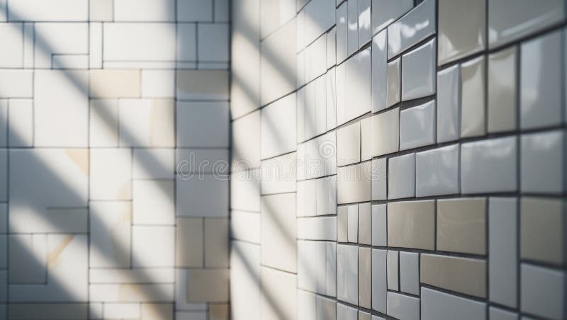 Geometric Tile Wall with Light and Shadow Stock Image - Image of ...