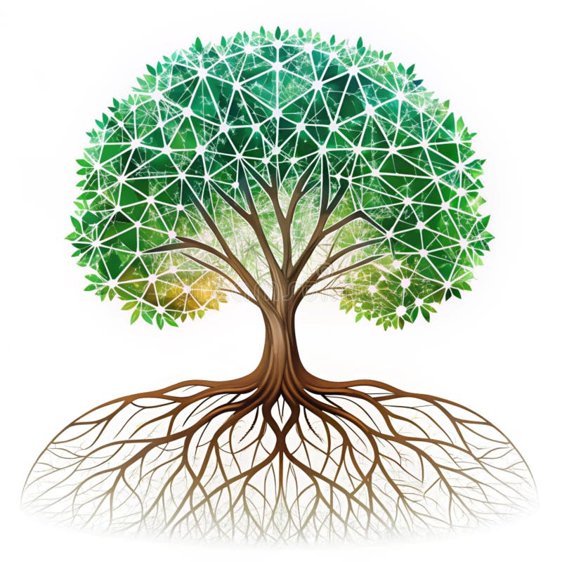 Geometric Tree with Abstract Roots Stock Illustration - Illustration of ...