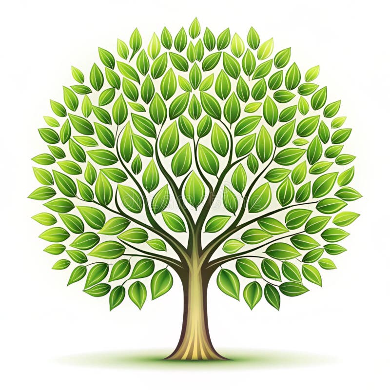 Geometric Tree with Circular Leaves Stock Illustration - Illustration ...