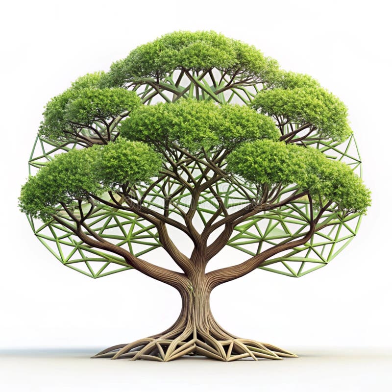 Geometric Tree with Curved Branches Stock Illustration - Illustration ...