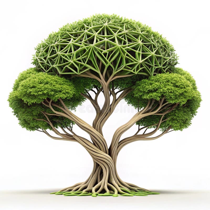 Geometric Tree with Curved Branches Stock Illustration - Illustration ...