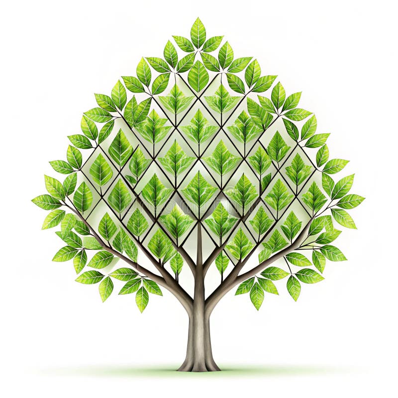 Geometric Tree with Diamond-Shaped Leaves Stock Illustration ...