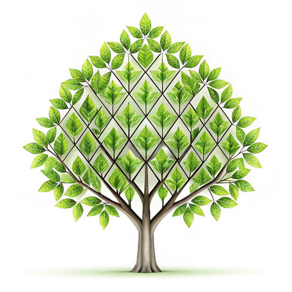 Geometric Tree with Diamond-Shaped Leaves Stock Illustration ...
