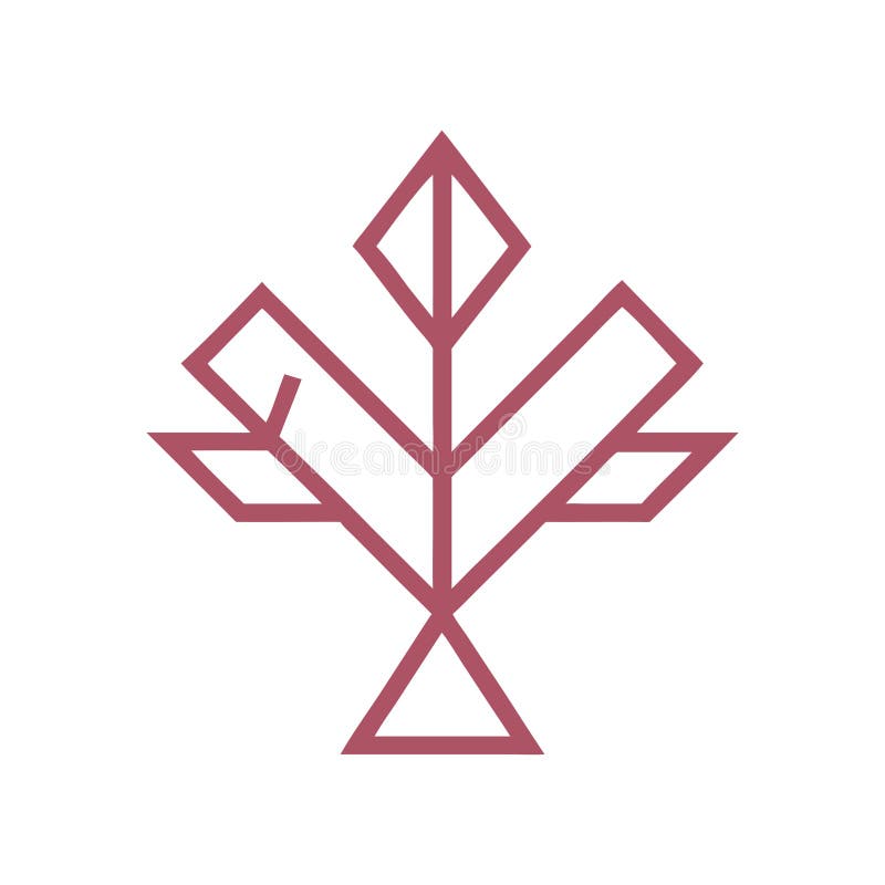Geometric Tree Icon in Rose Color, Modern, Minimalist Design on White ...