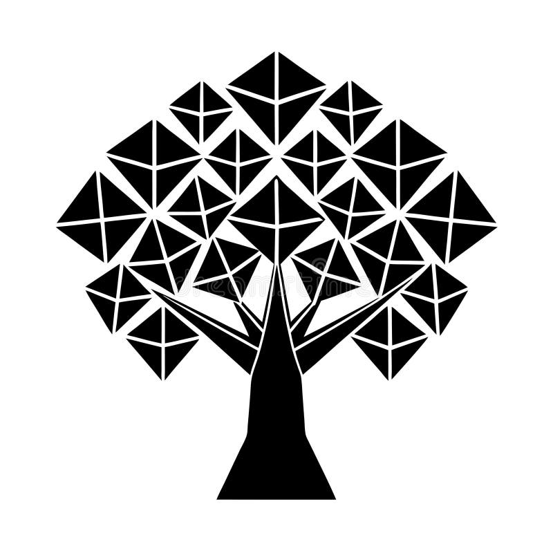 Geometric Tree Illustration: Abstract Black and White Design with ...