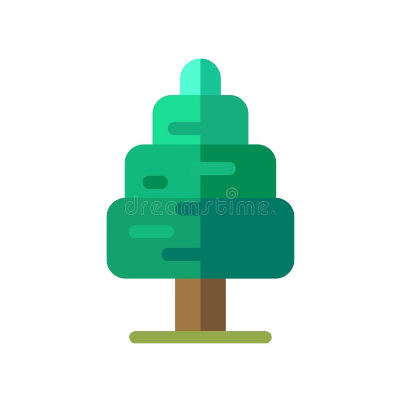 Geometric Tree Illustration with Tiered Leaf Shape in Green Stock ...