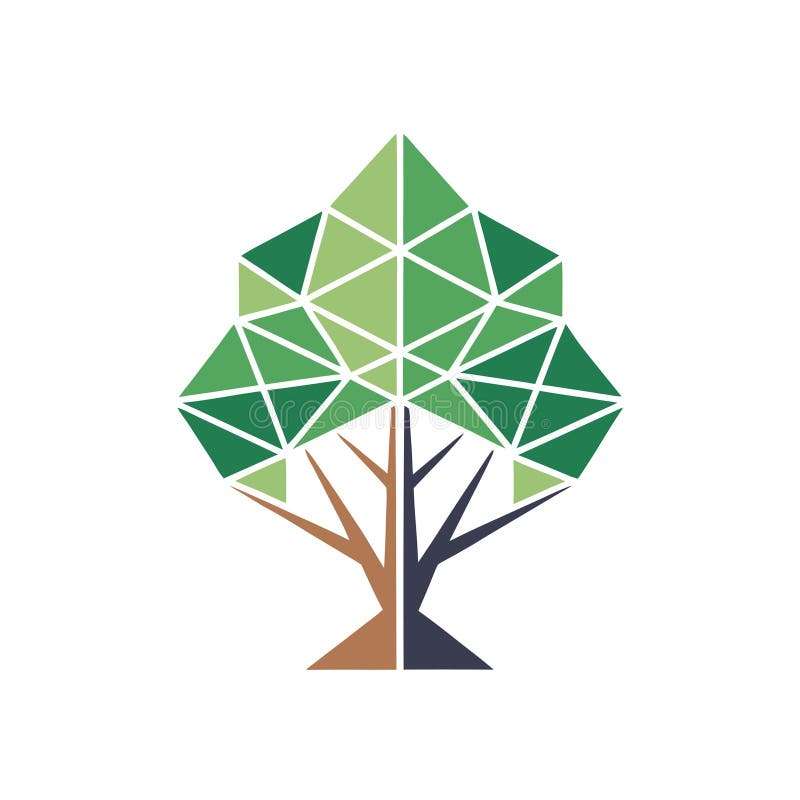 Geometric Tree Logo Concept with Triangular Leaves for Sustainable ...