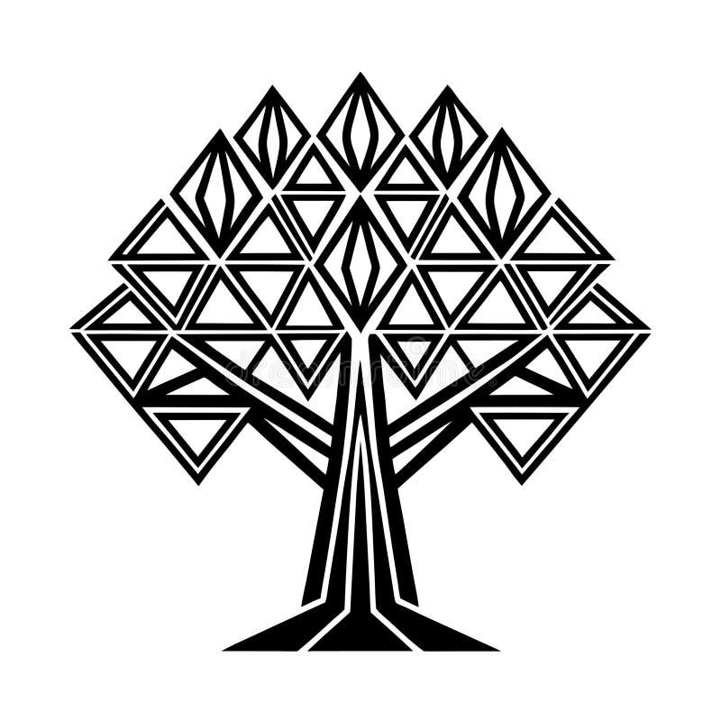Geometric Tree Logo Design: Abstract, Minimalist, and Black and White ...