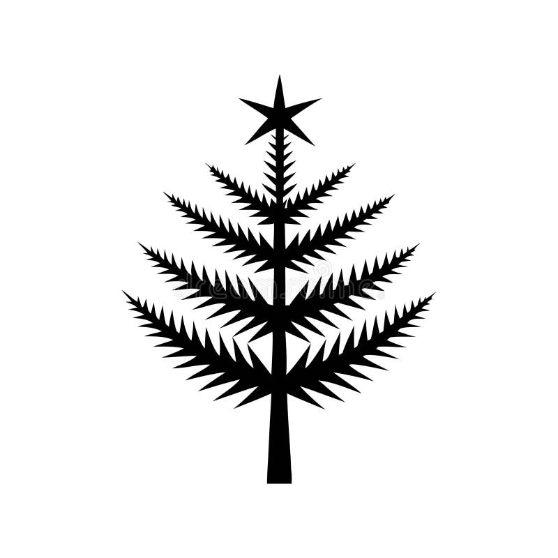 Geometric Tree Silhouette with Sharp Edges in Black and White Stock ...