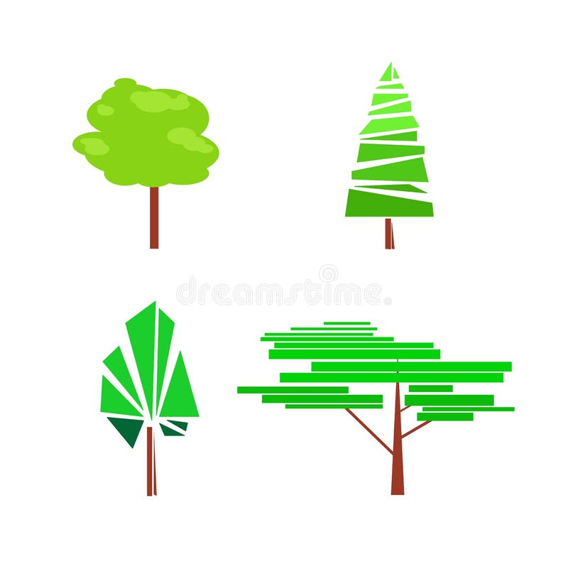 Geometric trees. stock vector. Illustration of decoration - 77808925