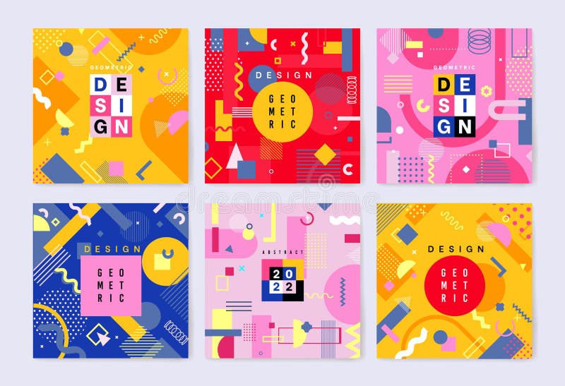 Geometric Trendy Posters Set. Pattern Design with Different Forms and ...