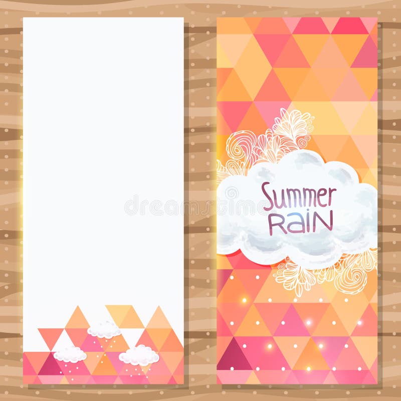 Geometric Triangle Brochure Template with Doodles Stock Vector ...